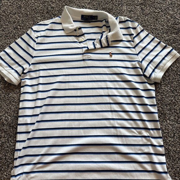 Polo Ralph Lauren | Shirts | Mens White Polo With Blue Stripes | Poshmark